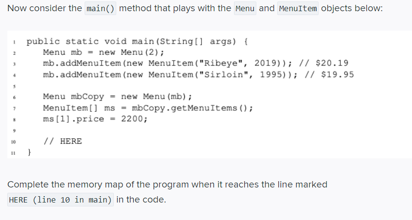 Solved Consider the Menu and MenuItem class given below: | Chegg.com