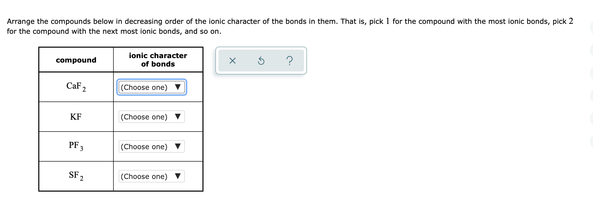 Solved Arrange the compounds below in decreasing order of | Chegg.com
