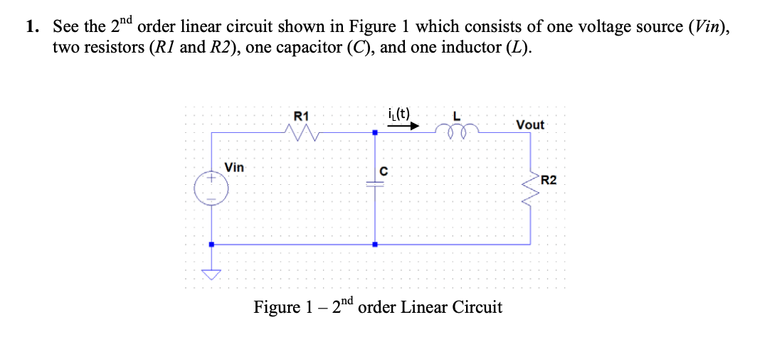 Solved 1. See the 2nd order linear circuit shown in Figure 1 | Chegg.com