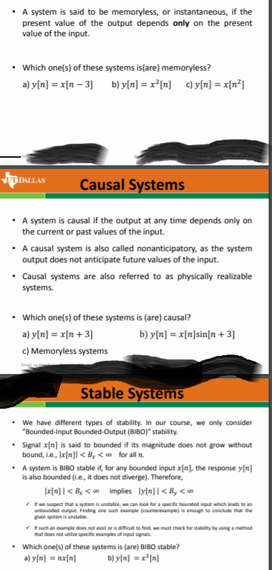 Solved A system is said to be memoryless, or instantaneous, | Chegg.com