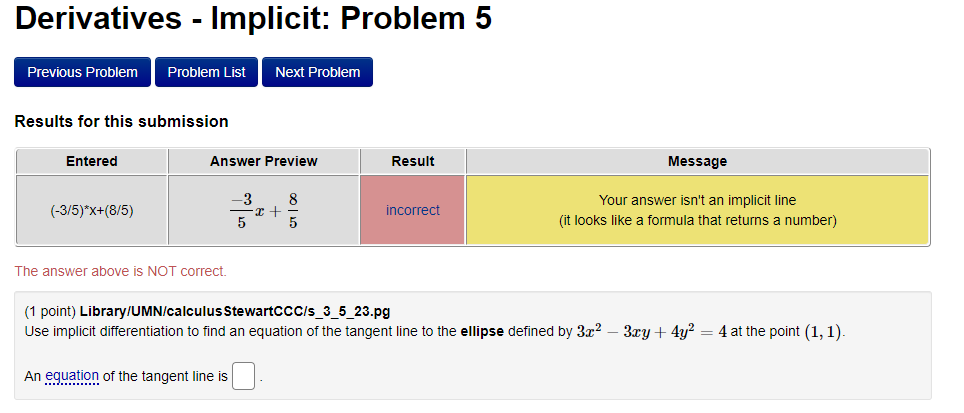 Solved Derivatives - Implicit: Problem 5 Previous Problem | Chegg.com