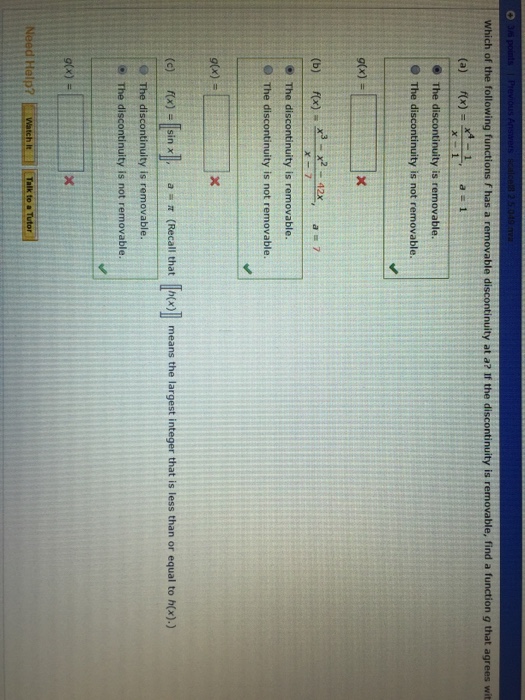 Solved Which of the following functions f has a removable | Chegg.com