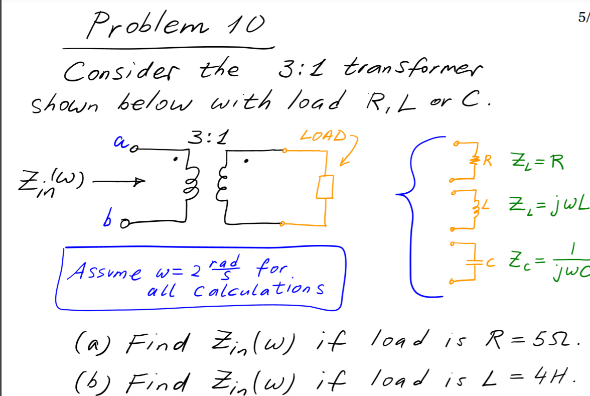 Solved Problem Consider the 1:5 transformer shown below. | Chegg.com