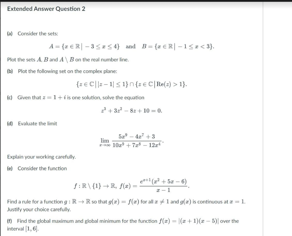 Solved Extended Answer Question 2 (a) Consider the sets: | Chegg.com