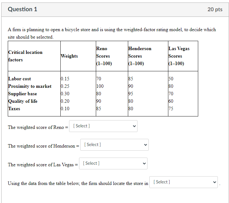 Solved Question 1 20 pts A firm is planning to open a | Chegg.com