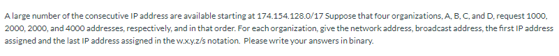 Solved A large number of the consecutive IP address are | Chegg.com