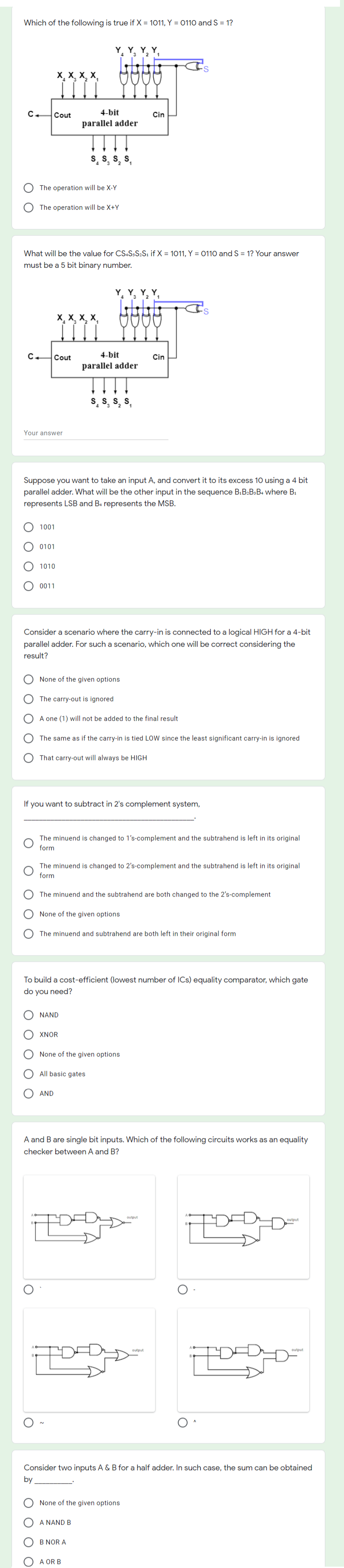 Solved Which of the following is true if X = 1011, Y = 0110 | Chegg.com