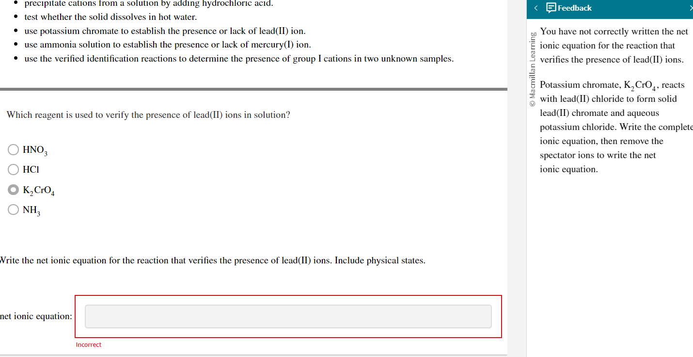 Solved - precipitate cations from a solution by adding | Chegg.com