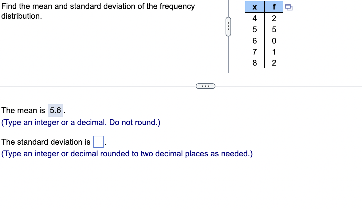 Solved Find the mean and standard deviation of the frequency | Chegg.com