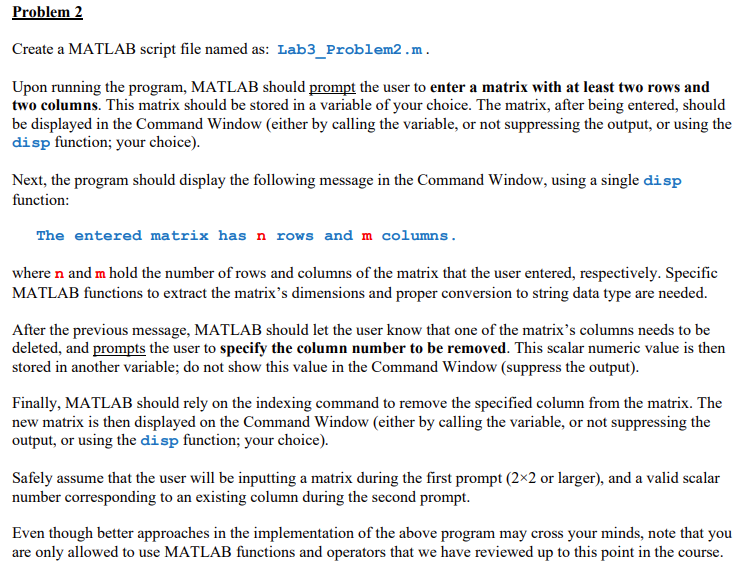 Problem 1 Create a MATLAB script file named as: | Chegg.com