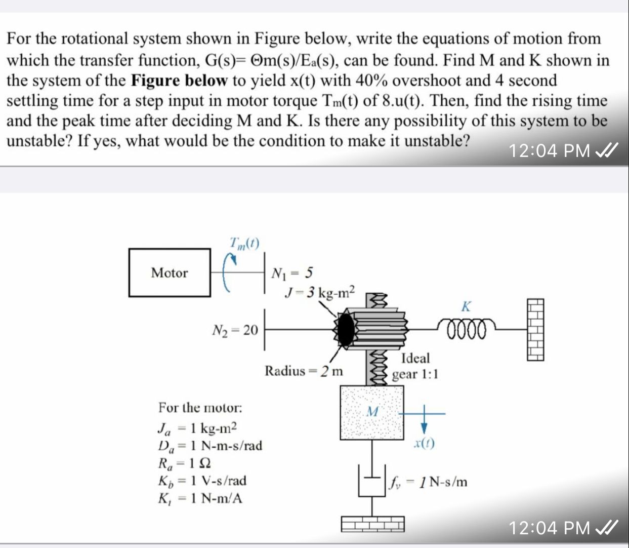 Solved For the rotational system shown in Figure below, | Chegg.com
