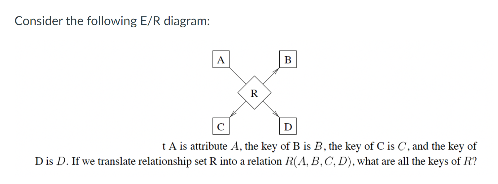 Solved Consider the following E/R diagram: t A is attribute | Chegg.com