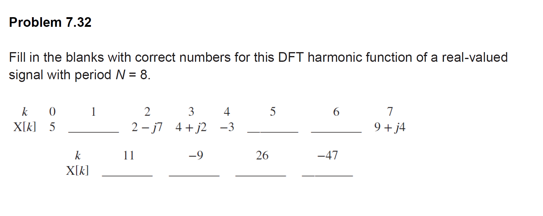 Solved Problem 7.32 Fill in the blanks with correct numbers | Chegg.com