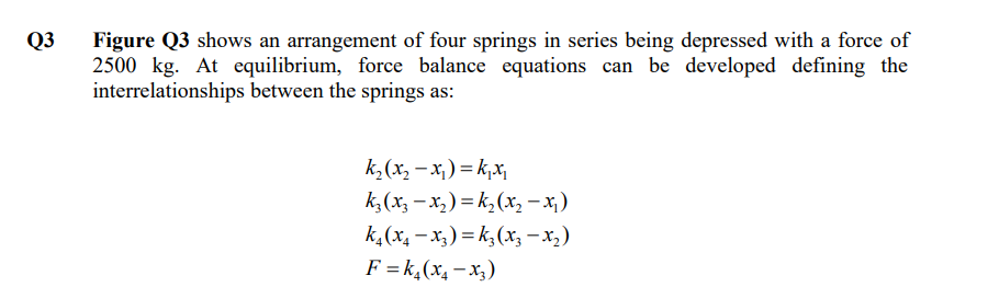 Solved 3 Figure Q3 shows an arrangement of four springs in | Chegg.com