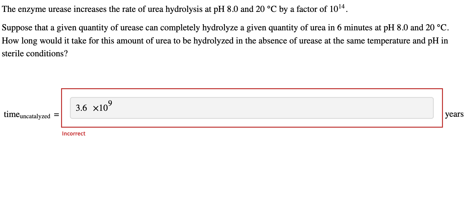 Solved The enzyme urease increases the rate of urea | Chegg.com