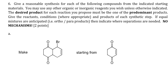 Give a reasonable synthesis for each of the following | Chegg.com