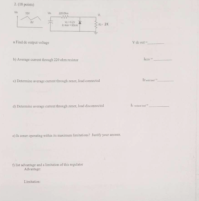 Solved 2. (18 points) a Find de output voltage b) Average | Chegg.com