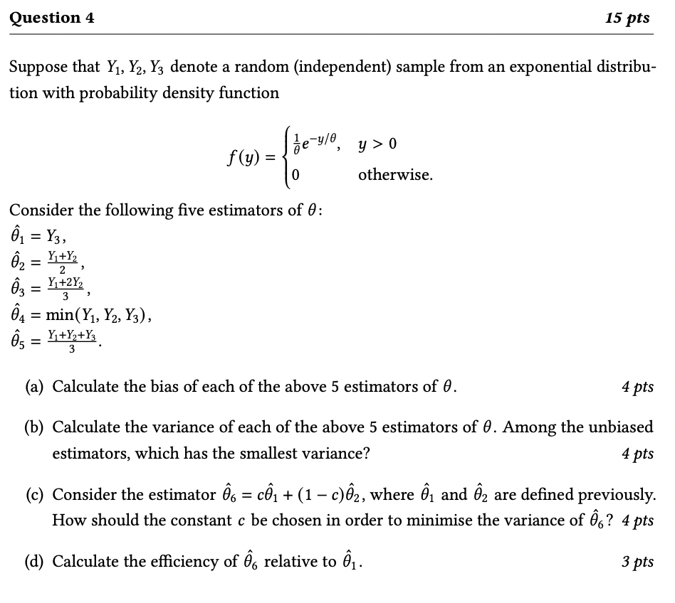 Suppose that Y1,Y2,Y3 denote a random (independent) | Chegg.com