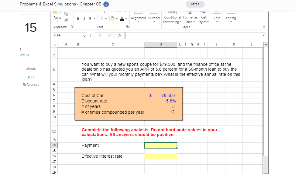 Solved Problems & Excel Simulations - Chapter 05 A Saved | Chegg.com