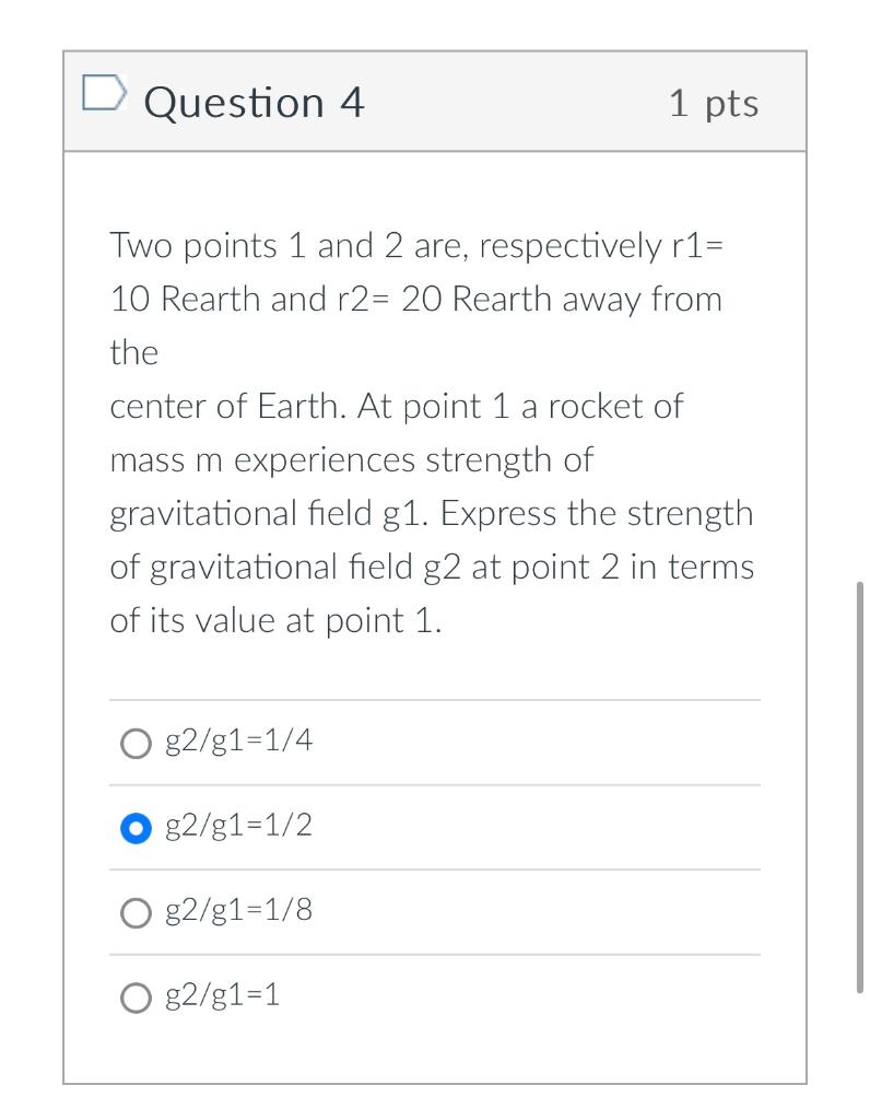 Solved Two points 1 and 2 are, respectively r1= 10 Rearth | Chegg.com