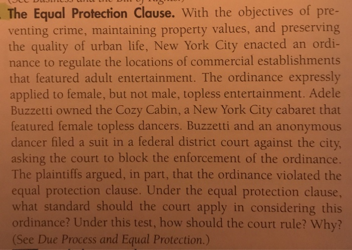 Solved The Equal Protection Clause. With the objectives of | Chegg.com