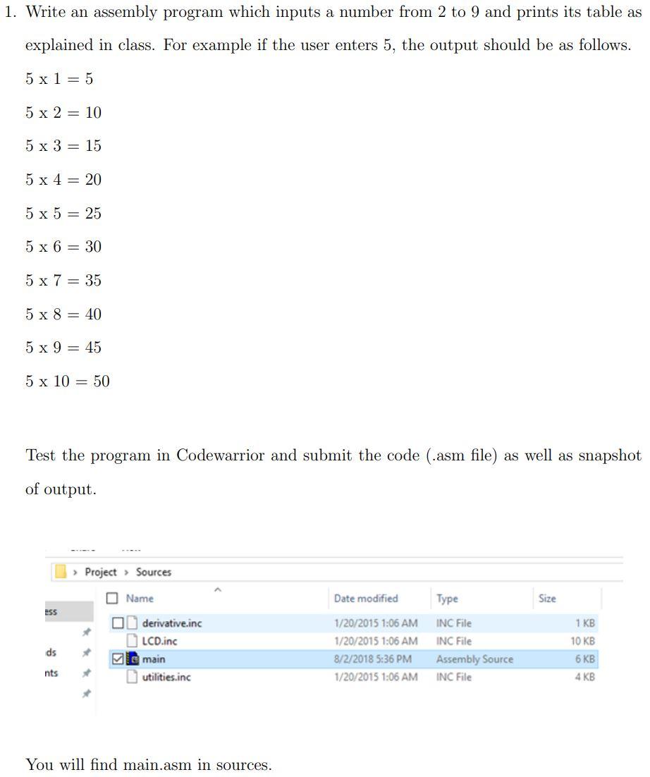 Solved 1. Write an assembly program which inputs a number | Chegg.com