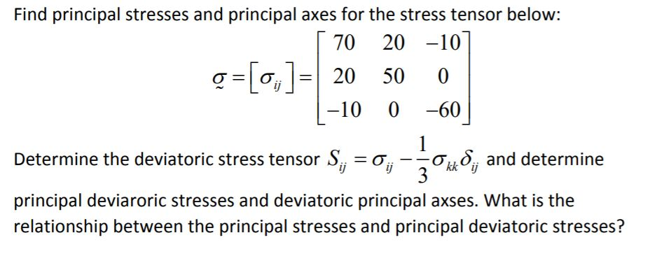 Solved Find principal stresses and principal axes for the | Chegg.com