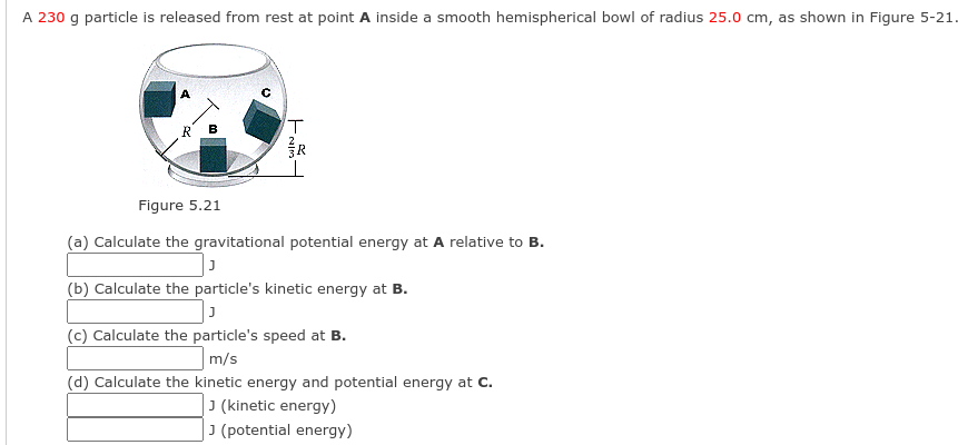 Solved A 230g ﻿particle is released from rest at point A | Chegg.com