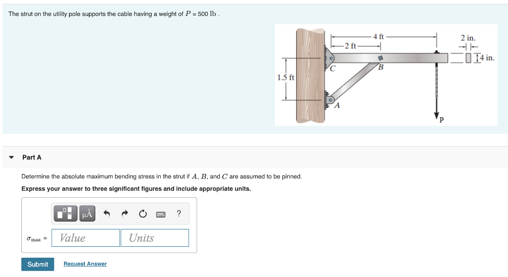 Solved The strut on the utility pole supports the cable | Chegg.com