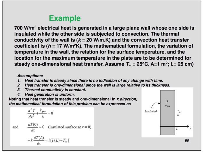 Solved Example 700 W/m3 electrical heat is generated in a | Chegg.com