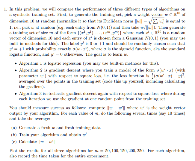 Solved Hi, this problem relates to machine learning and is | Chegg.com
