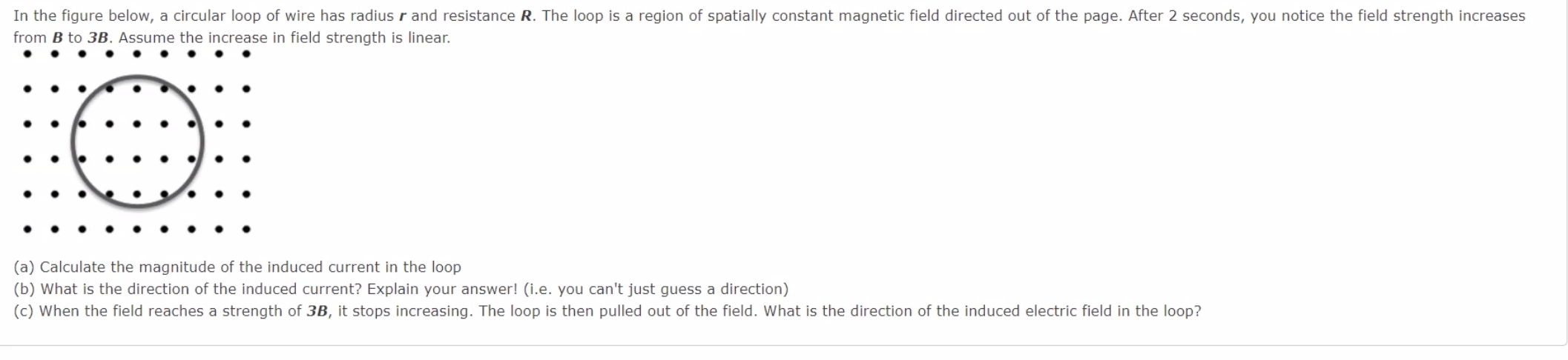 Solved In the figure below, a circular loop of wire has | Chegg.com
