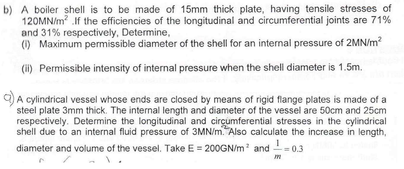 Solved b) A boiler shell is to be made of 15mm thick plate, | Chegg.com