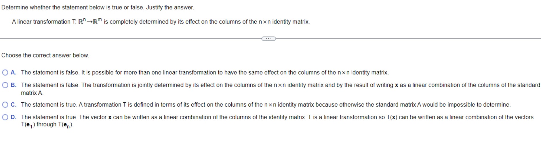 Solved Determine whether the statement below is true or | Chegg.com