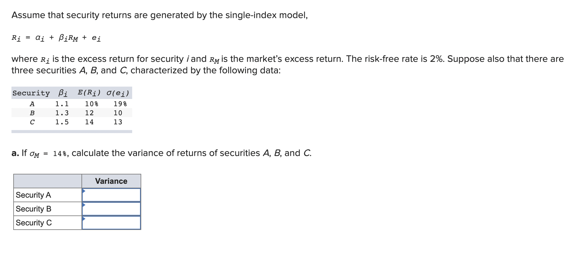 Solved Assume that security returns are generated by the | Chegg.com