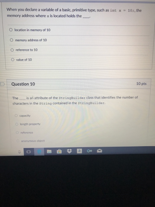 Solved 10 p Question 5 A string variable name is not a | Chegg.com