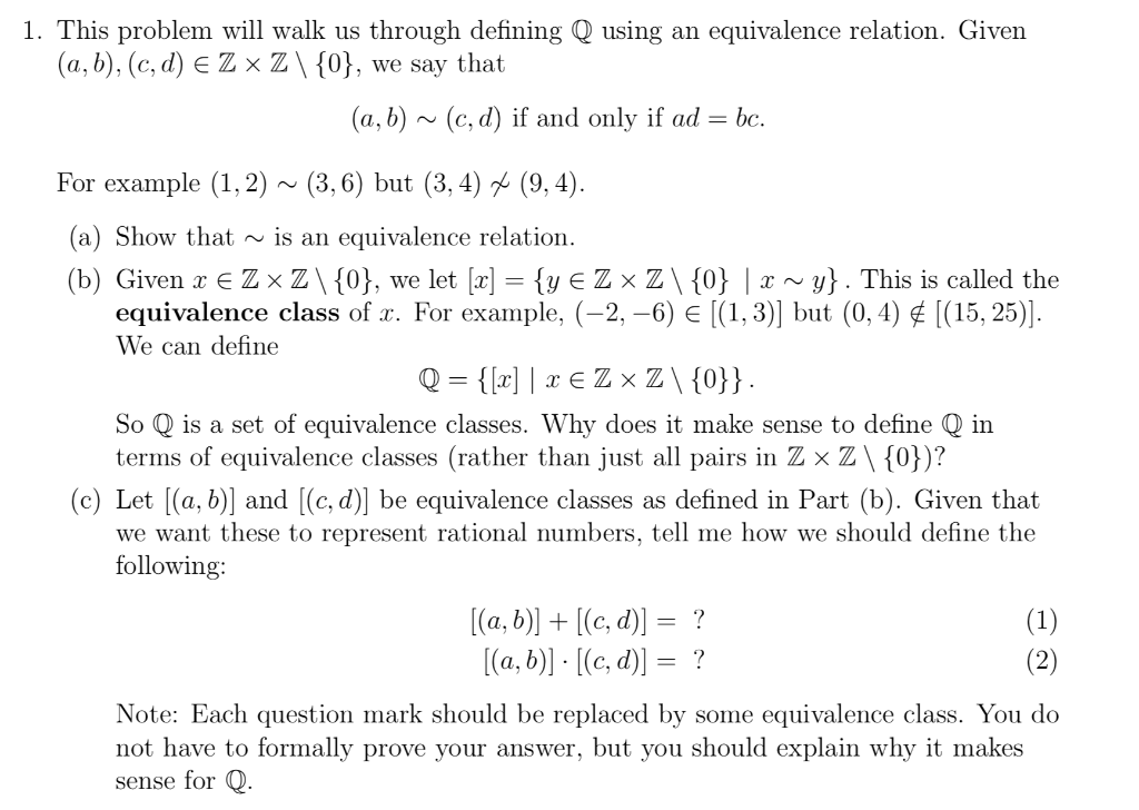Solved 1. This problem will walk us through defining Q using | Chegg.com