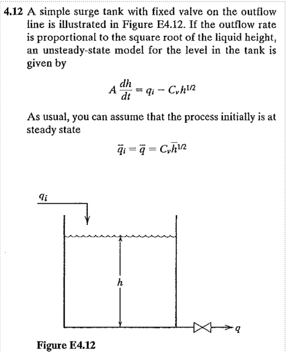 Solved 4.12 A simple surge tank with fixed valve on the | Chegg.com