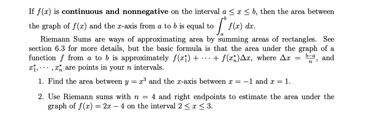 Solved If f(x) is continuous and nonnegative on the interval | Chegg.com