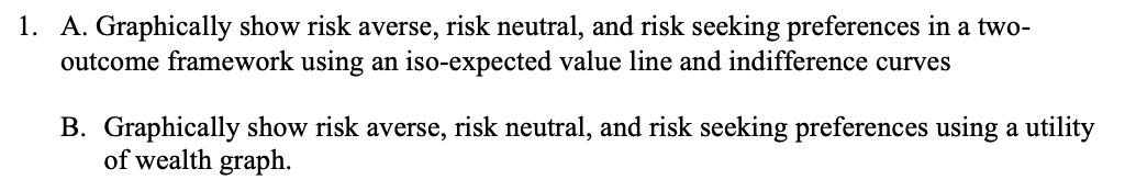 Solved 1. A. Graphically show risk averse, risk neutral, and | Chegg.com