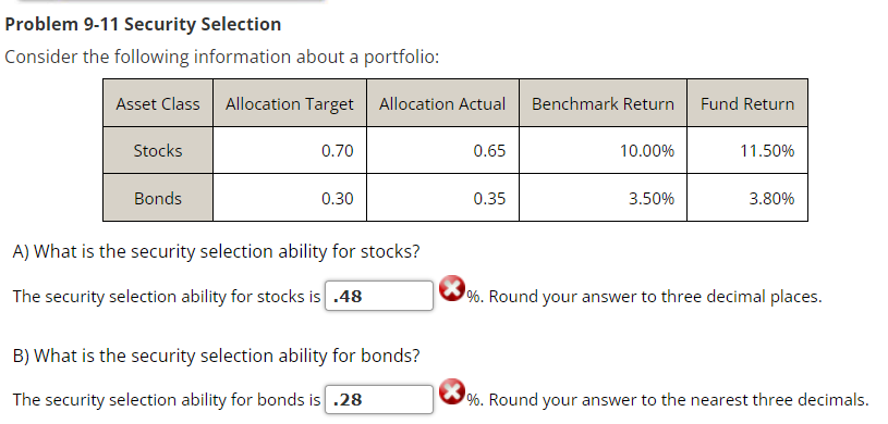 Solved Problem 9-11 Security Selection Consider the | Chegg.com