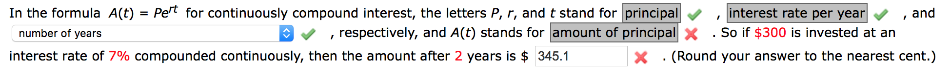 Solved In the formula A(t) = Pert for continuously compound | Chegg.com