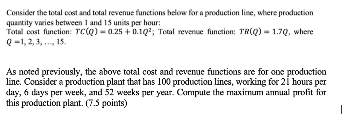 Solved Consider the total cost and total revenue functions | Chegg.com