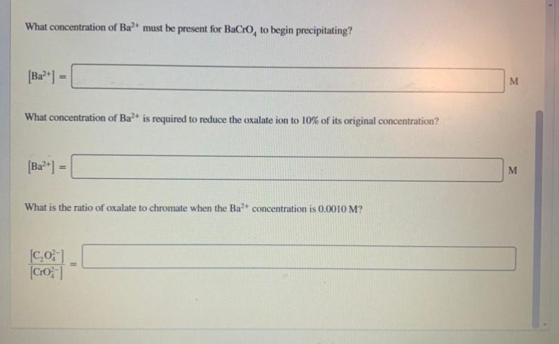 Solved What concentration of Ba? must be present for Bacro, | Chegg.com