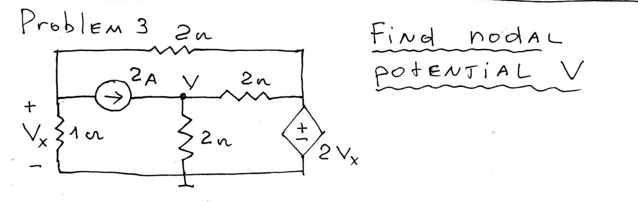 Solved Problem 3 on Find nodal POTENTIAL V | Chegg.com