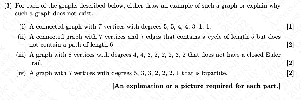Solved (3) For each of the graphs described below, either | Chegg.com