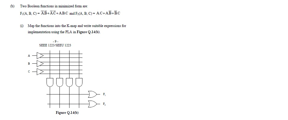 Solved b) Two Boolean functions in minimized form are: F.(A, | Chegg.com