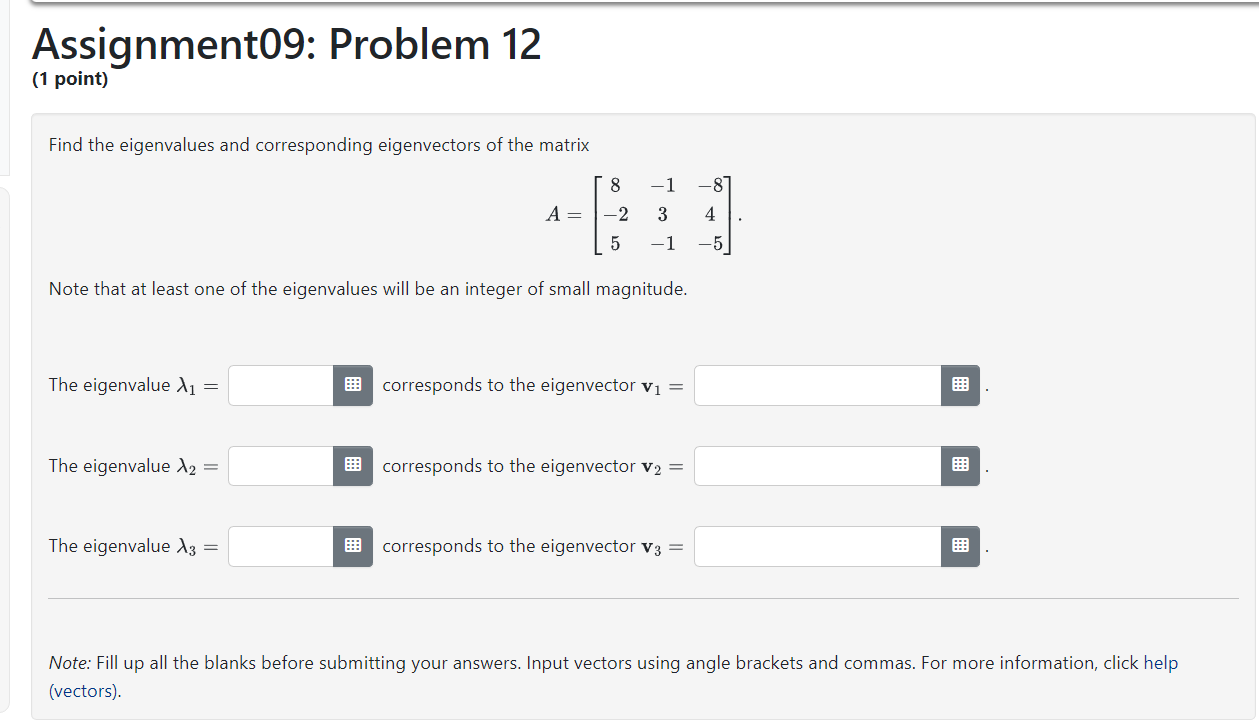 Solved Assignment09: Problem 12 (1 point) Find the | Chegg.com