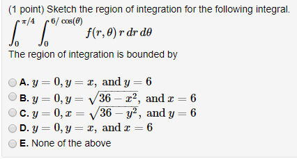 Solved (1 point) Sketch the region of integration for the | Chegg.com