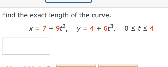 Solved Find the exact length of the curve. x = 7 + 9t2, y = | Chegg.com
